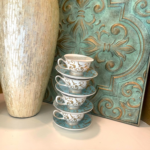Grace Teaware | Dining | Grace Teaware Tiffany Blue Gold Scroll Tea ...